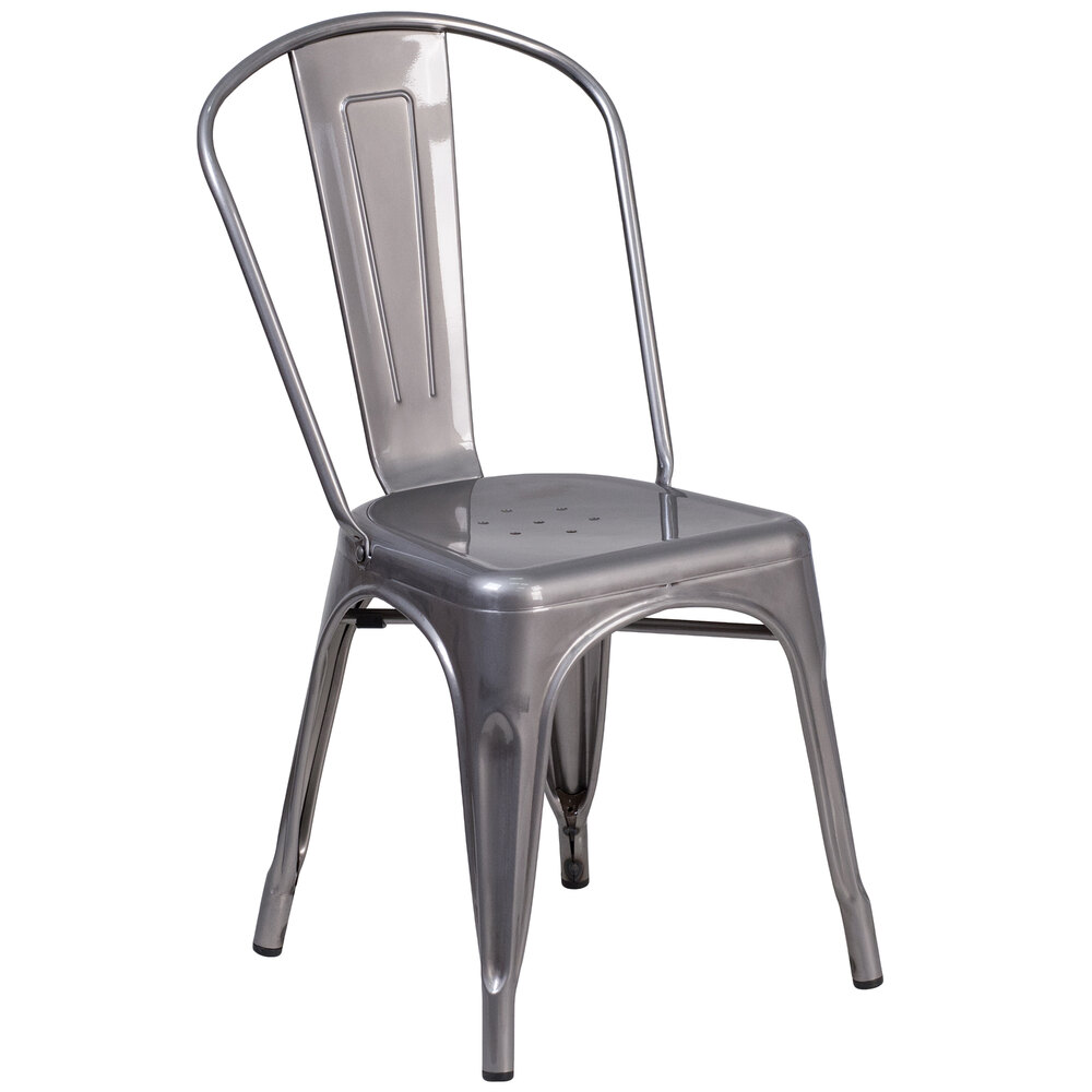 Flash Furniture XU-DG-TP001-GG Clear Coated Stackable Metal Chair with ...