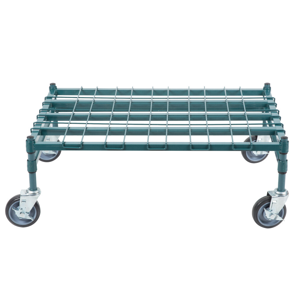 Regency 24" x 36" Heavy-Duty Mobile Green Dunnage Rack with Mat