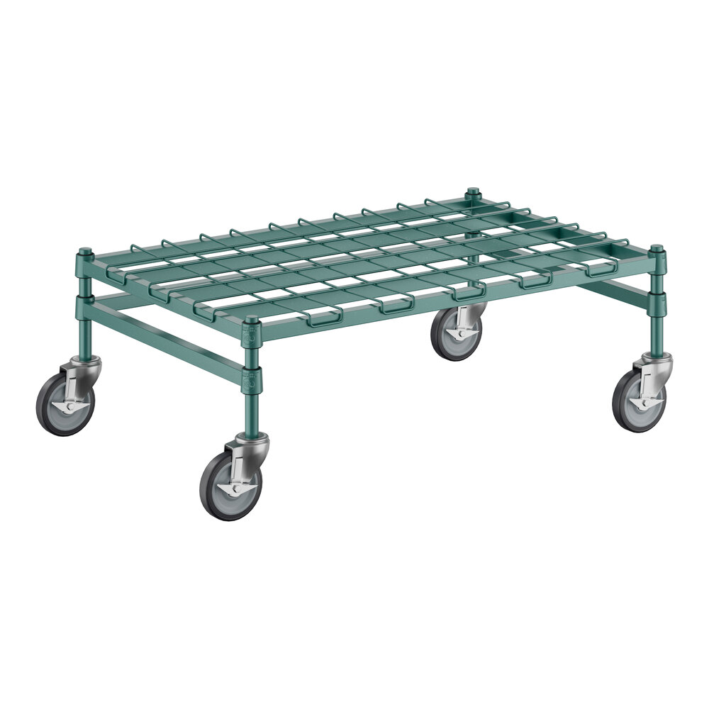 Regency 24" x 36" Heavy-Duty Mobile Green Dunnage Rack with Mat
