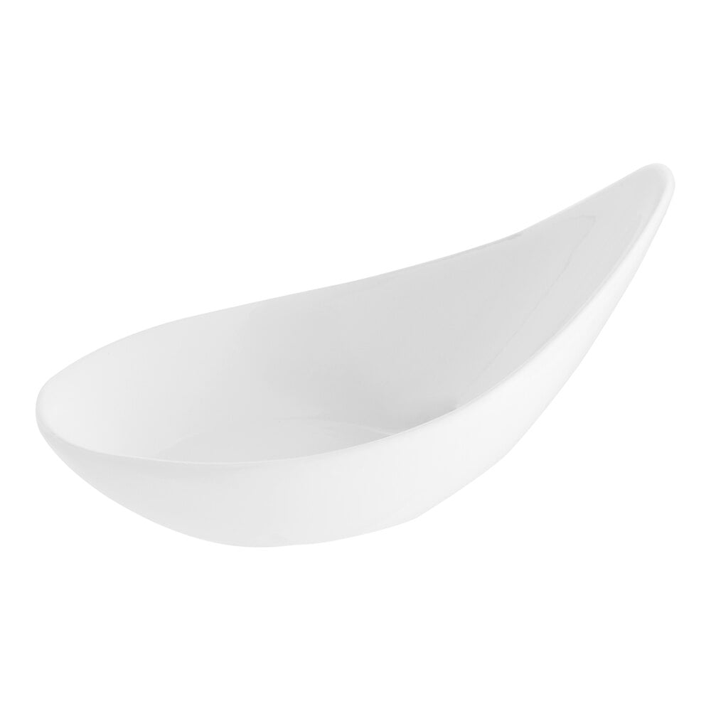 Acopa 2 oz. Bright White Porcelain Slanted Appetizer / Tasting Spoon ...