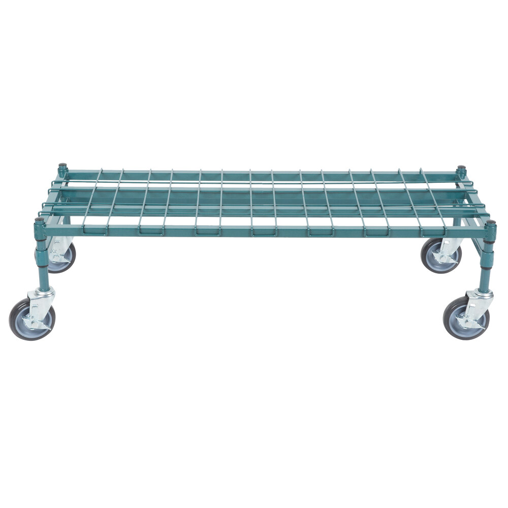 Regency 18" x 48" Heavy-Duty Mobile Green Dunnage Rack with Mat