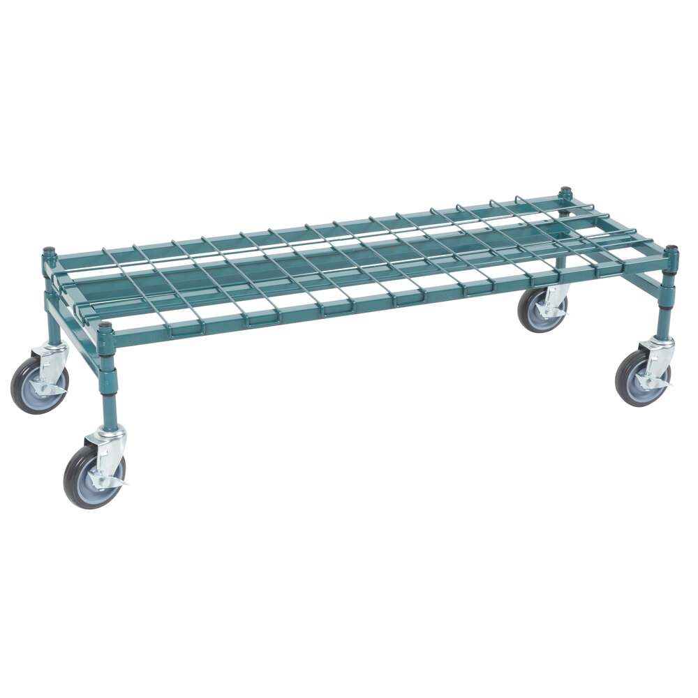 Regency 18" x 48" Heavy-Duty Mobile Green Dunnage Rack with Mat
