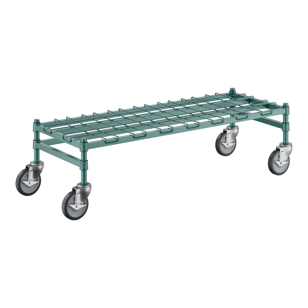 Regency 18" x 48" Heavy-Duty Mobile Green Dunnage Rack with Mat
