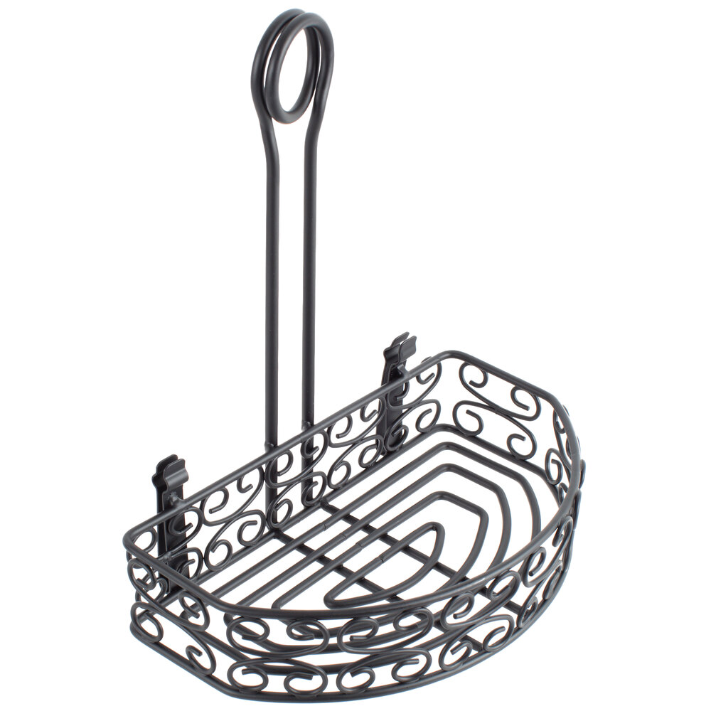Choice Black Half Round Mediterranean Wrought Iron Condiment Caddy with ...