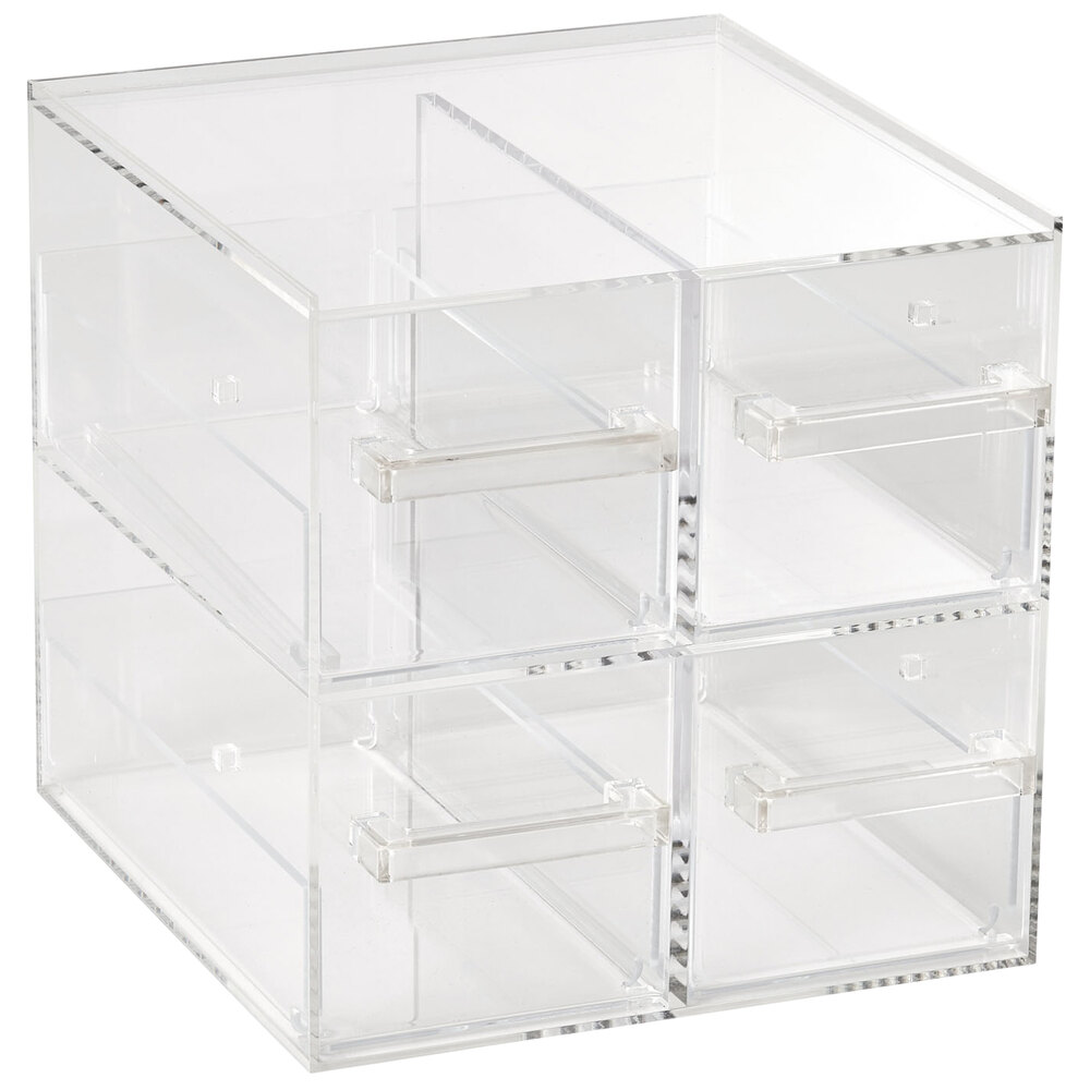 Vollrath SBB2X2 Cubic Four Drawer Clear Acrylic Bread Box with Reusable ...
