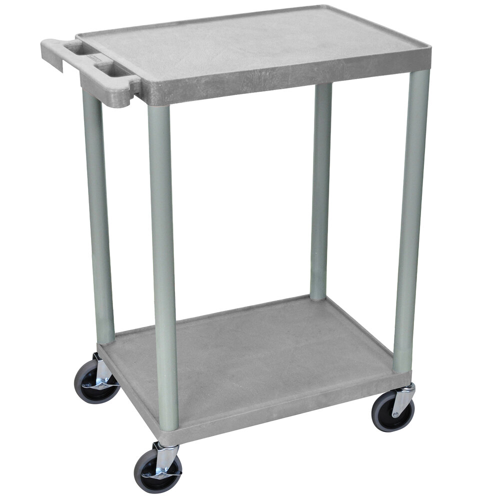 Luxor STC22-G Gray 2 Flat Shelf Utility Cart - 24" x 18"