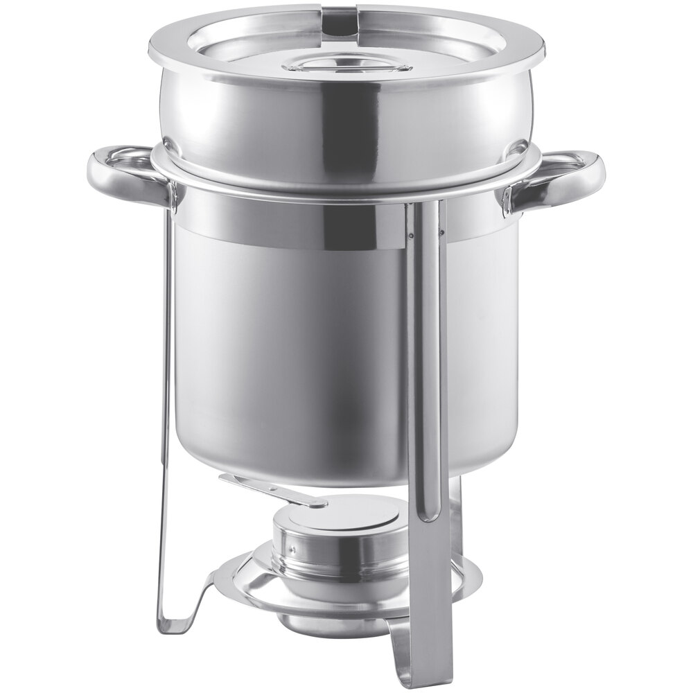 Choice Deluxe 7 Qt. Chrome Accent Marmite Soup Chafer