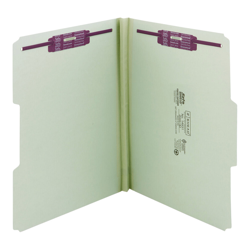 Smead 14931 SafeSHIELD Letter Size Fastener Folder with 2 Fasteners, 1 ...