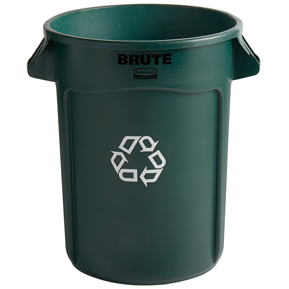 Rubbermaid® 1788472 BRUTE 32 Gallon Dark Green Round Recycling Can