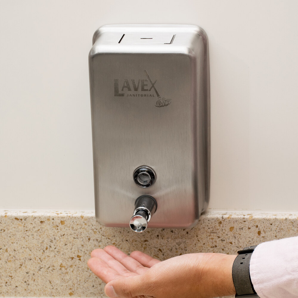 Lavex 40 fl. oz. (1200 mL) Stainless Steel Surface Mounted Vertical ...