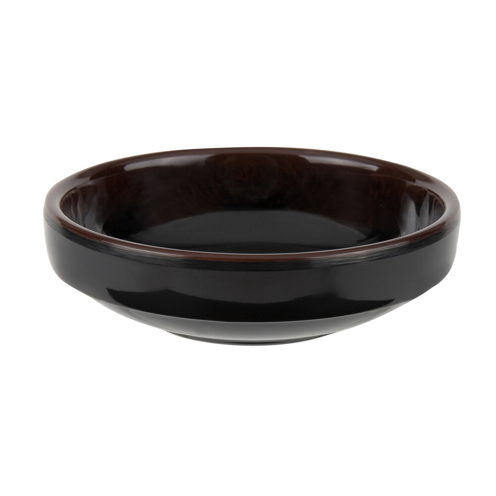 Thunder Group 1903TM Tenmoku Black 3 oz. Round Melamine Sauce Bowl - 12 ...