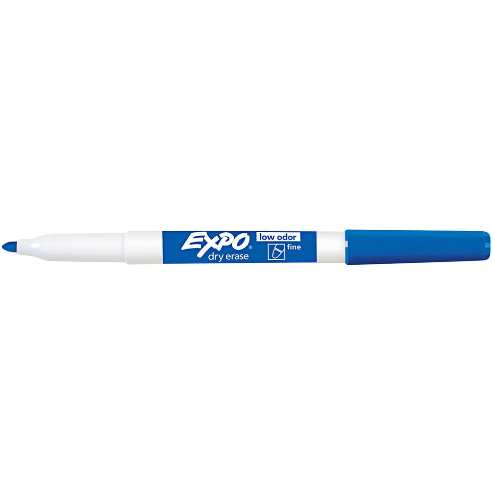 Expo 86003 Blue Low-Odor Fine Point Dry Erase Marker - 12/Pack