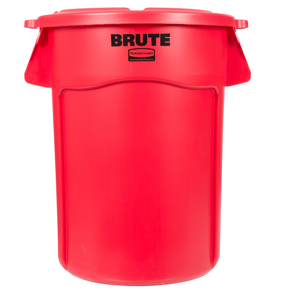 Rubbermaid® BRUTE 44 Gallon Red Round Trash Can and Lid