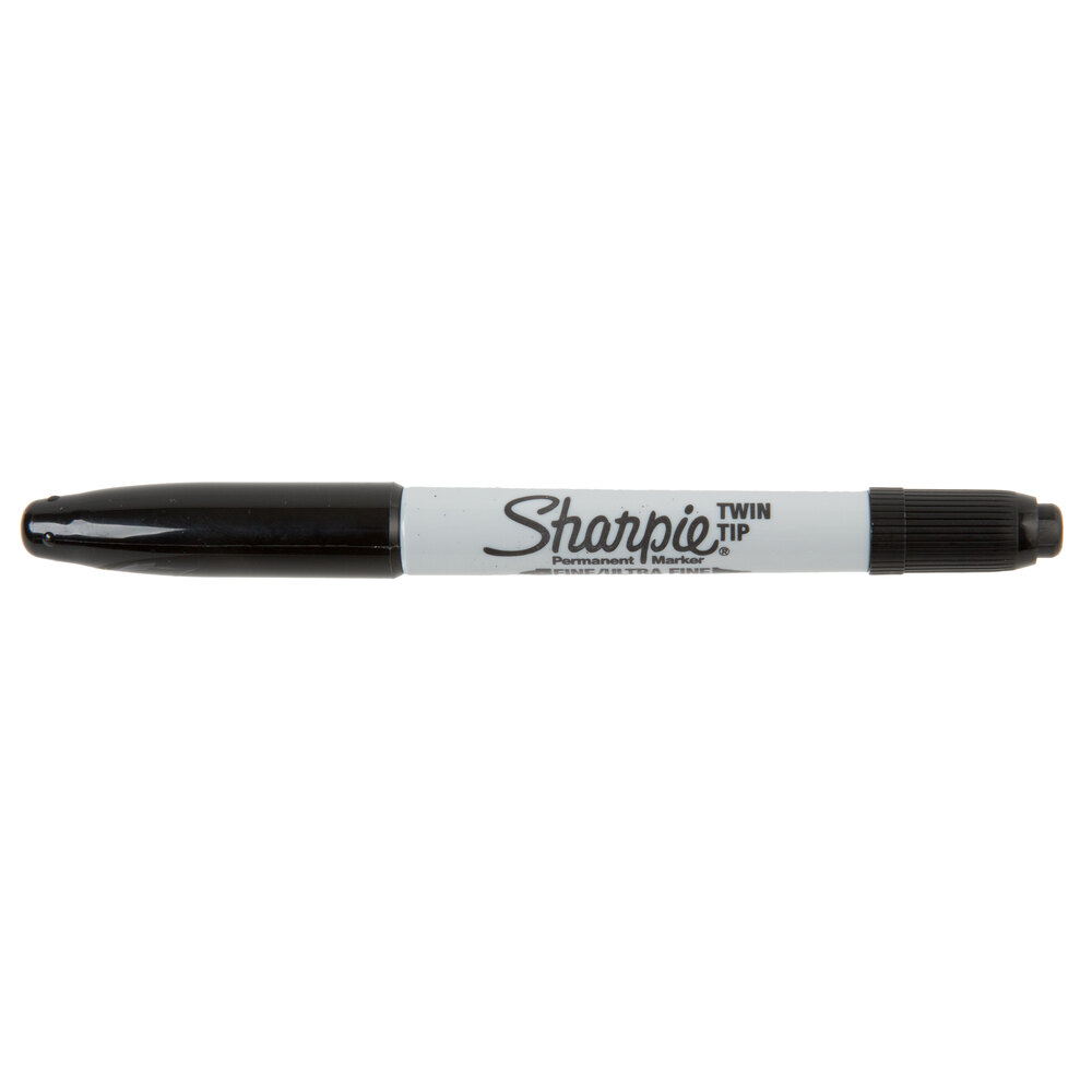 Sharpie 32001 Twin-Tip Black Fine and Ultra-Fine Point Permanent Marker ...