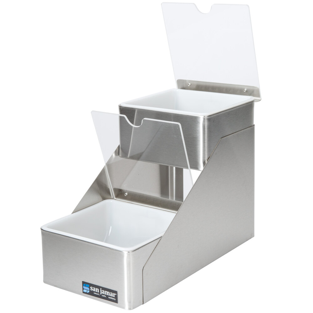 San Jamar B4702INL 2-Compartment Two Tier Stainless Steel Condiment Bar ...