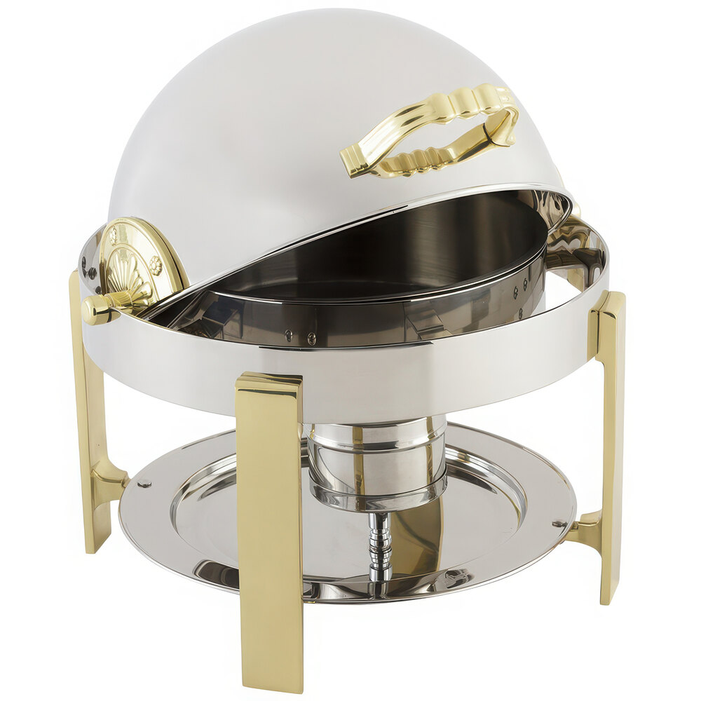 Bon Chef 20014 Petite 3 Qt. Dripless Round Stainless Steel with Brass ...