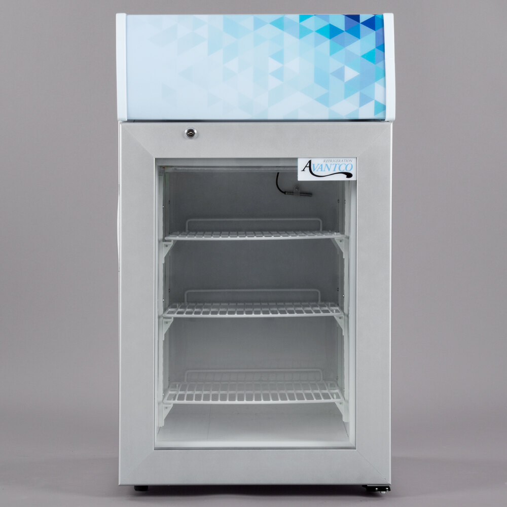Avantco CFM2LB White Countertop Freezer with Swing Door and Top Lit Header
