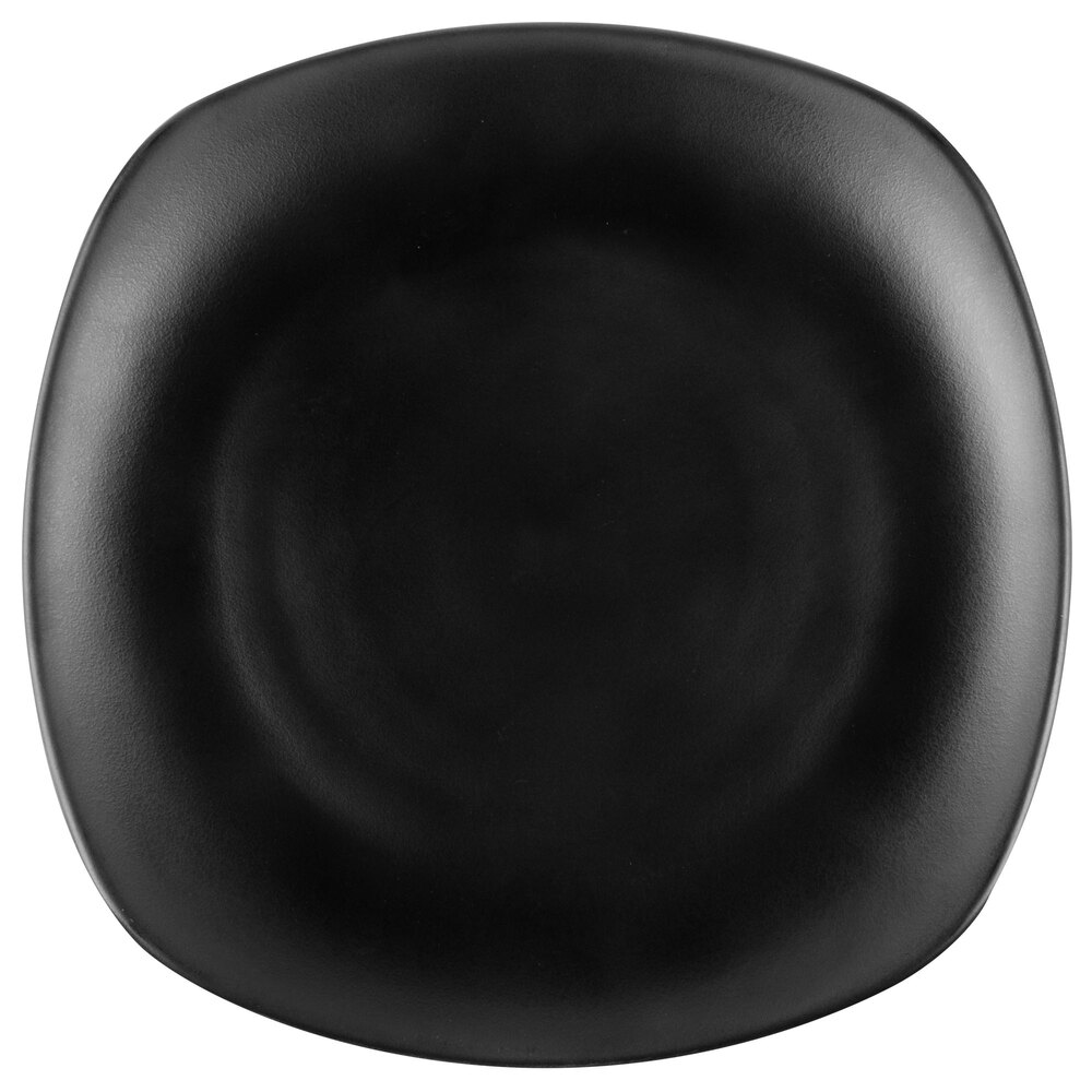 GET P-875-BK Nara 9" Black Matte Square Melamine Plate - 12/Case