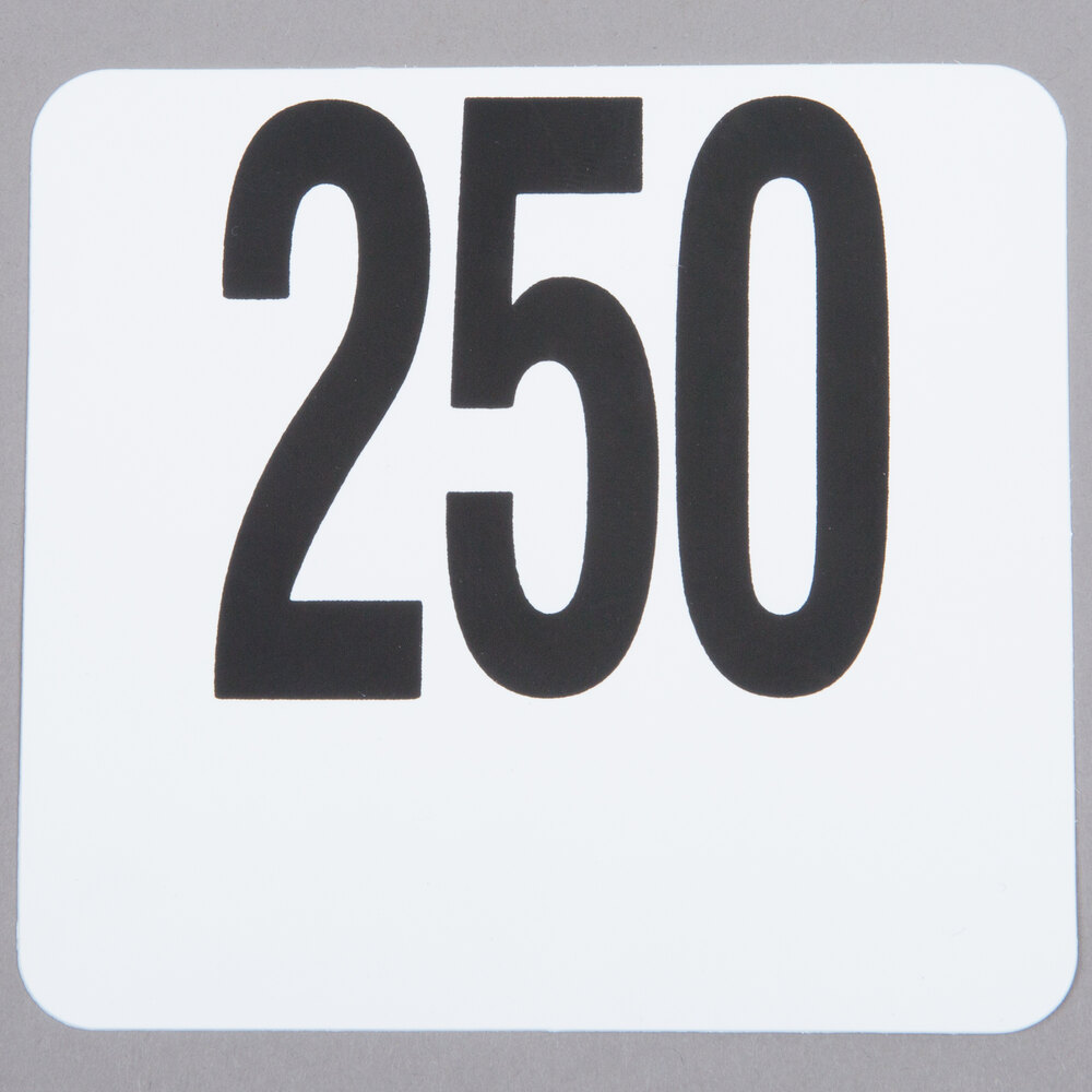 American Metalcraft 4" 4250 Plastic Table Number Cards - 201 to 250
