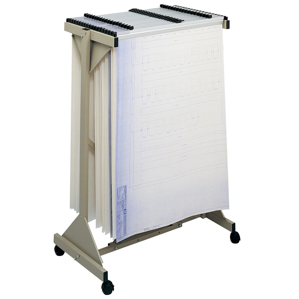 Safco 5060 Sand Steel Sheet File Mobile Rack with 18 Hanging Clamp ...