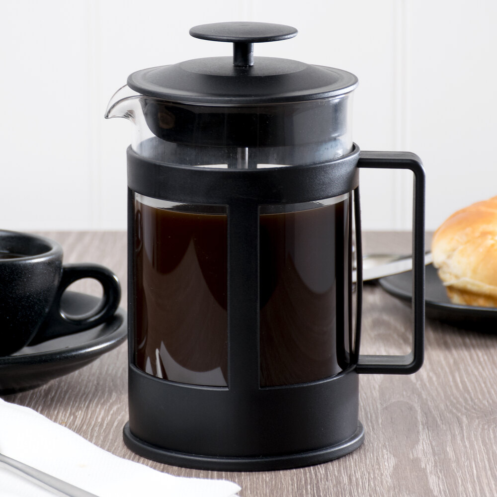 Acopa 27 oz. Glass / Black French Coffee Press