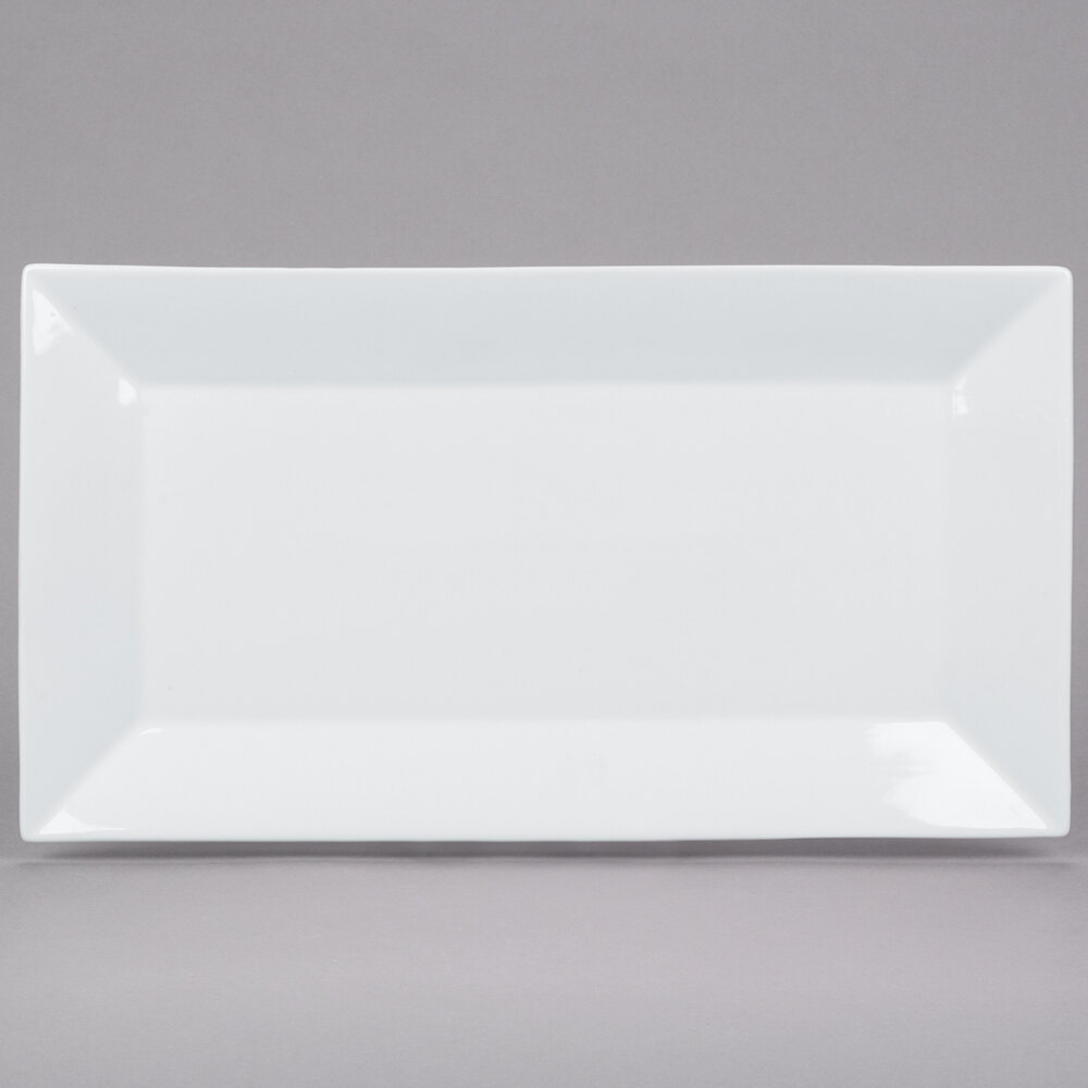 Acopa 14 1/2" x 8 1/4" Bright White Rectangular Porcelain Platter - 12/Case