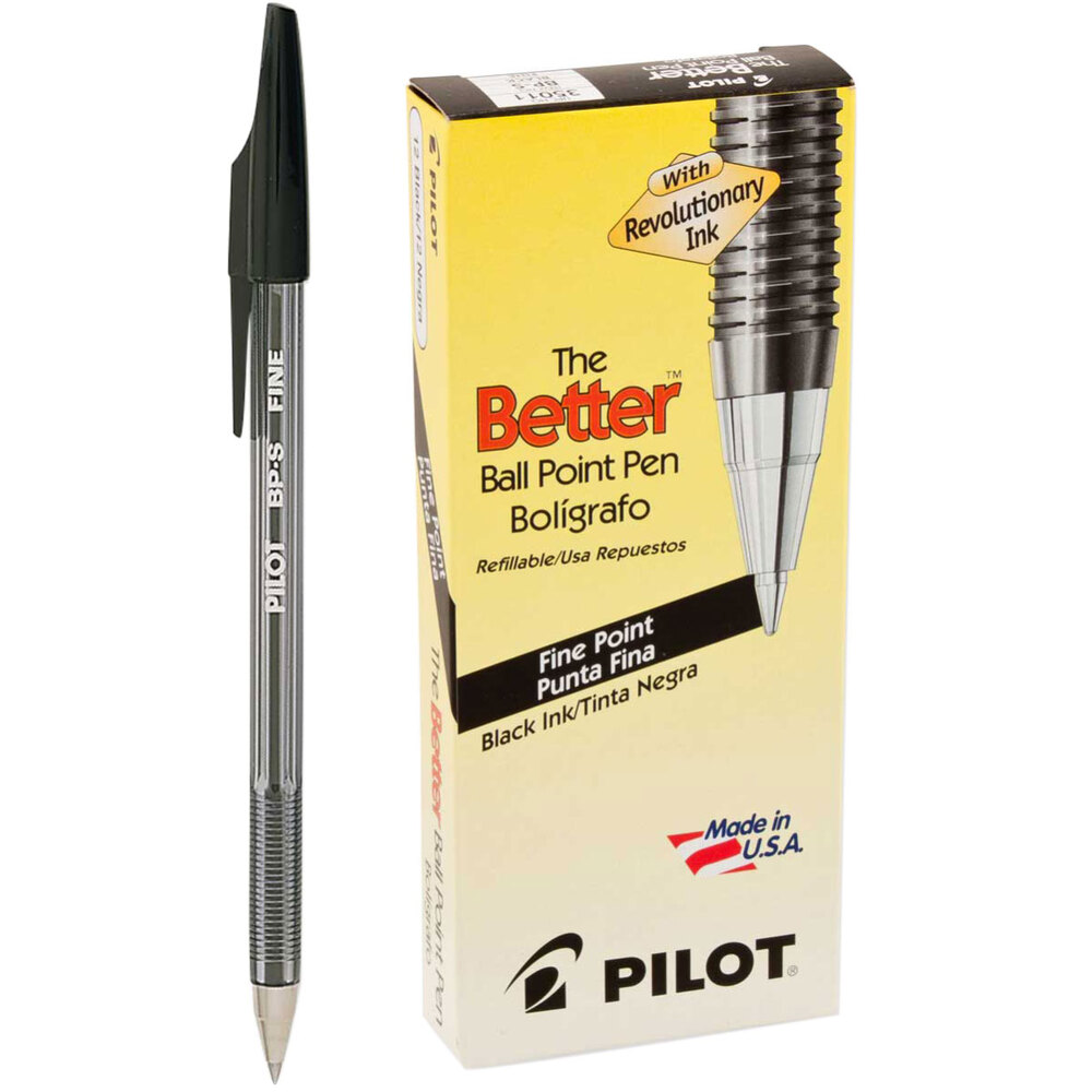 Pilot 35011 Better Black Ink with Tinted Barrel 0.7mm Ball Point Stick ...