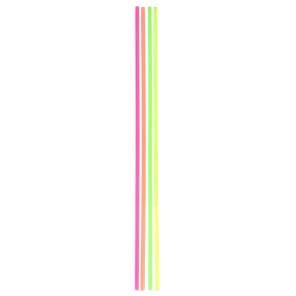 20" Extra-Long Assorted Color Neon Unwrapped Drinking Straw - 500/Case