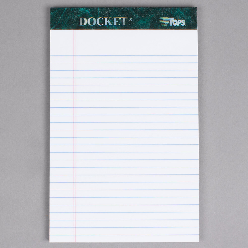 TOPS 63360 Docket 5" x 8" Narrow Ruled White Perforated Writing Tablet ...