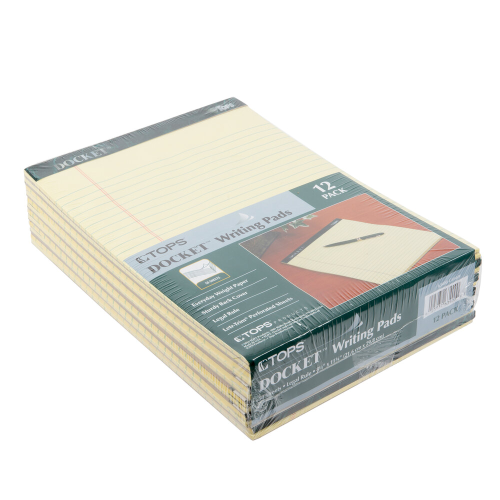 TOPS 63400 Docket 8 1/2" x 11 3/4" Wide Ruled Canary Perforated Writing ...