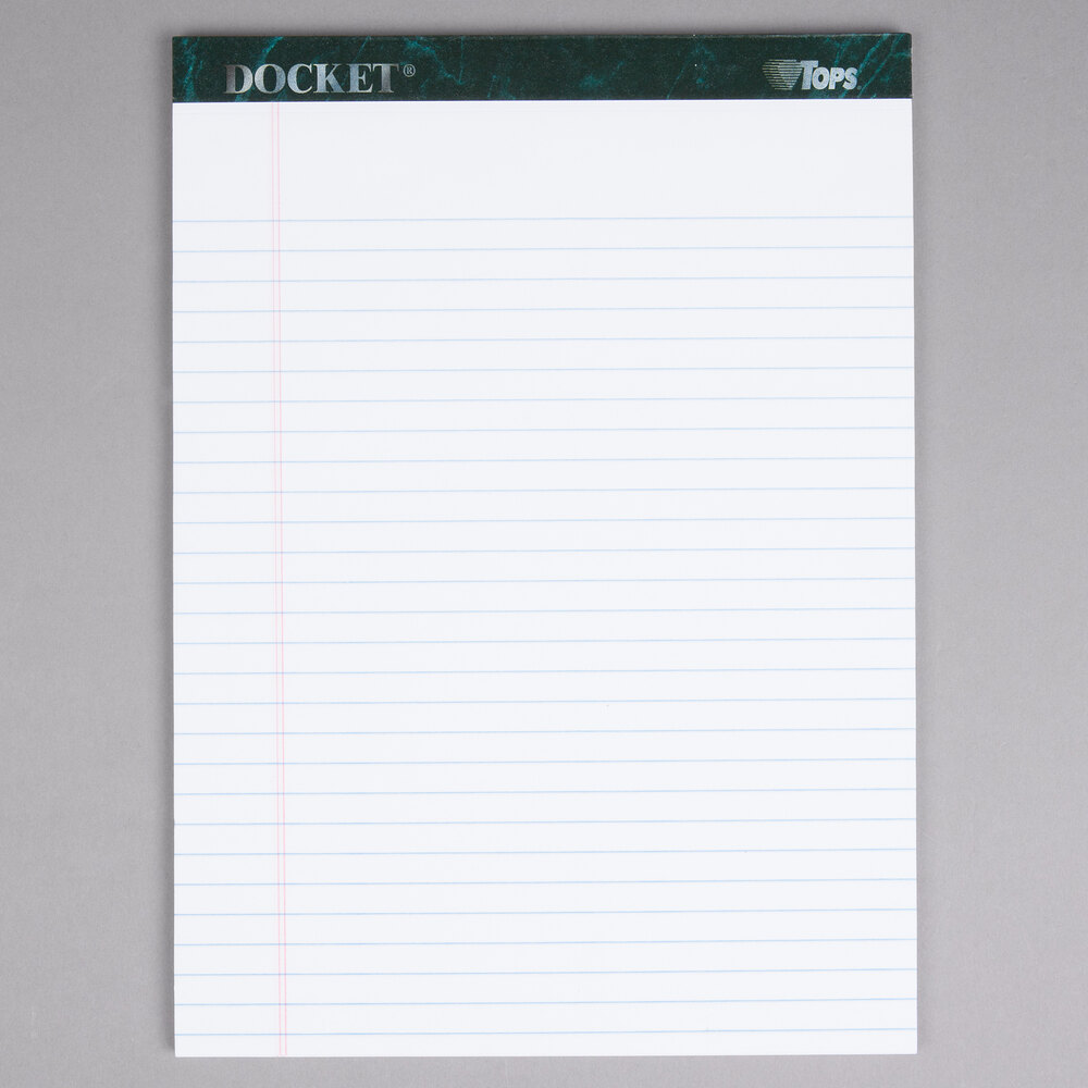 TOPS 63410 Docket 8 1/2" x 11 3/4" Wide Ruled White Perforated Writing ...