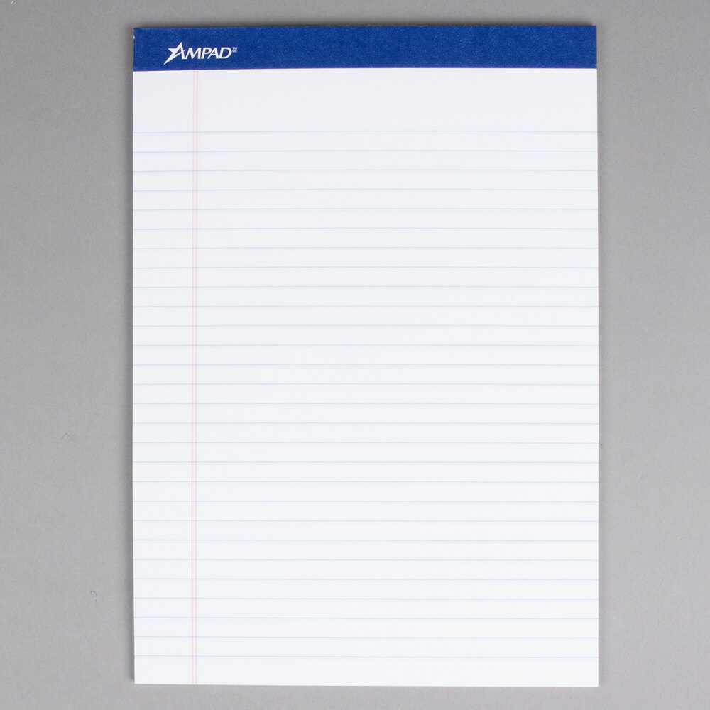Ampad 20-320 8 1/2" x 11 3/4" Wide Ruled White Perforated Writing Pad ...