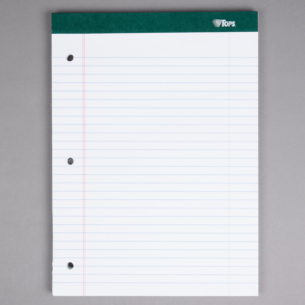 TOPS 63437 Double Docket 8 1/2" x 11 3/4" Wide Ruled White 3-Hole ...