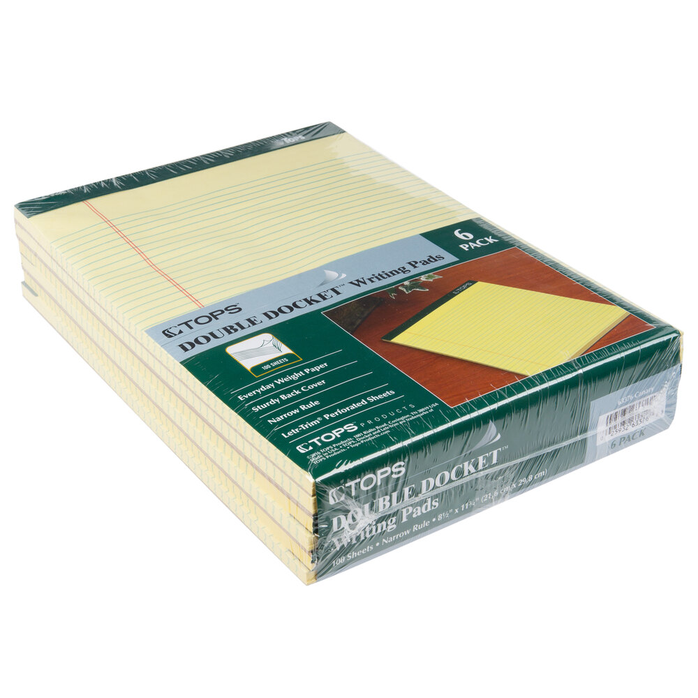 TOPS 63376 Double Docket 8 1/2" x 11 3/4" Narrow Ruled Canary ...