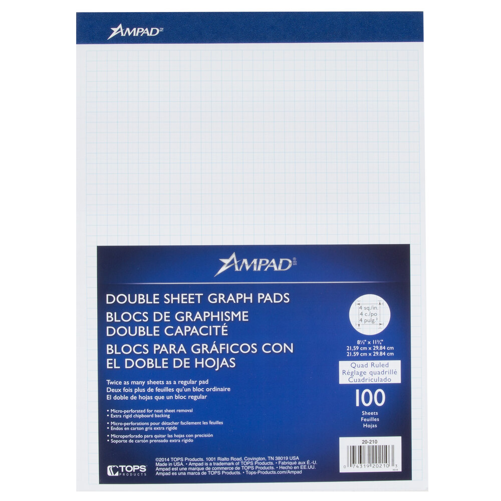 Ampad 20-210 8 1/2" x 11 3/4" Quadrille Ruled White Perforated Writing ...