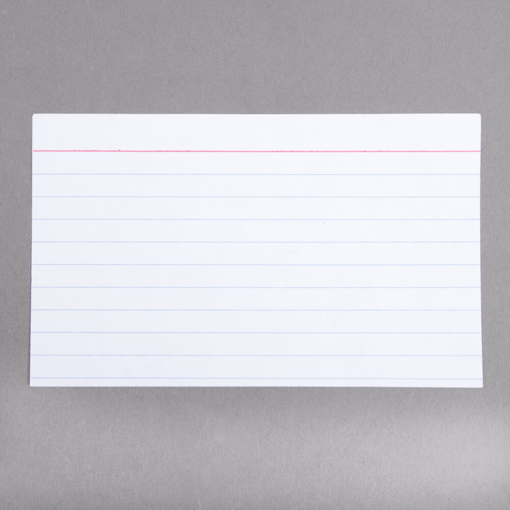 Oxford OXF 31EE 3" x 5" White Ruled Index Card - 100/Pack