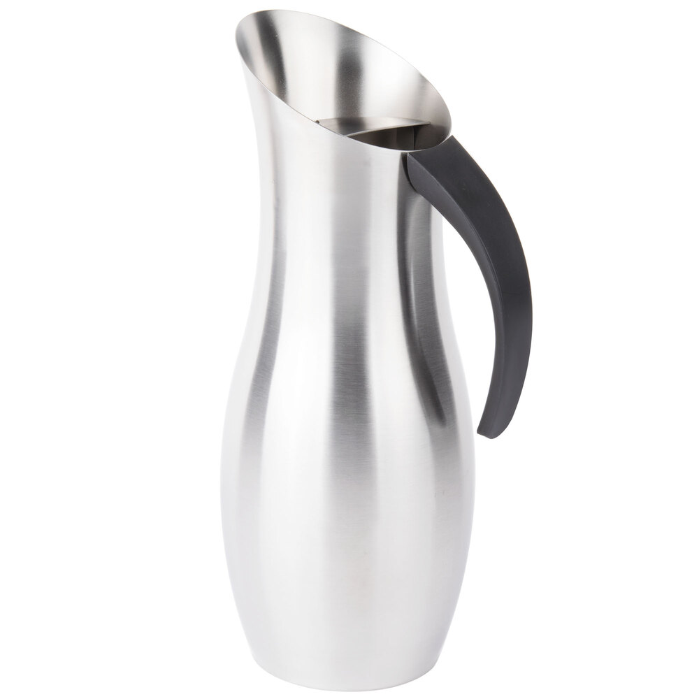 GET P-64-BSS 64 oz. Brushed Stainless Steel Pitcher with Black Handle