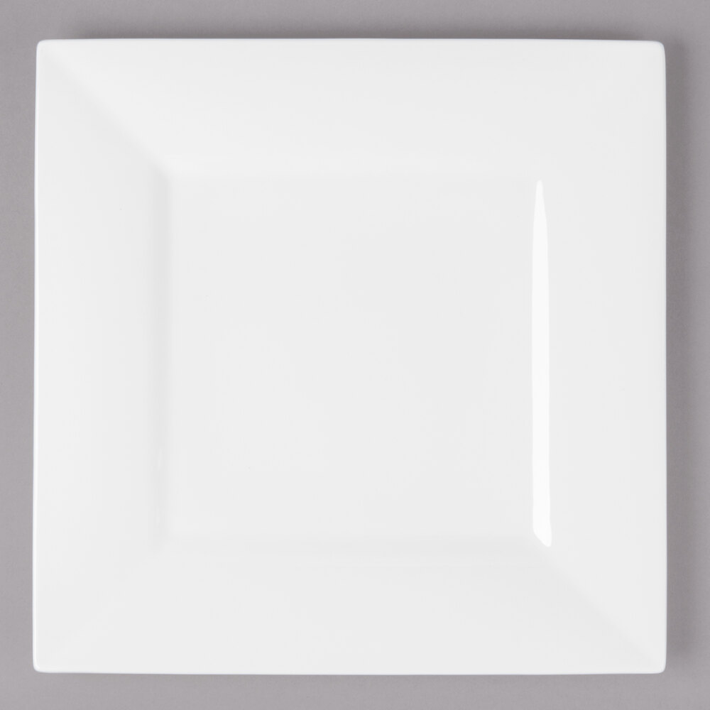 Bon Chef 5000009B Wide Rim 10 1/2" White Bone China Square Plate - 12/Pack