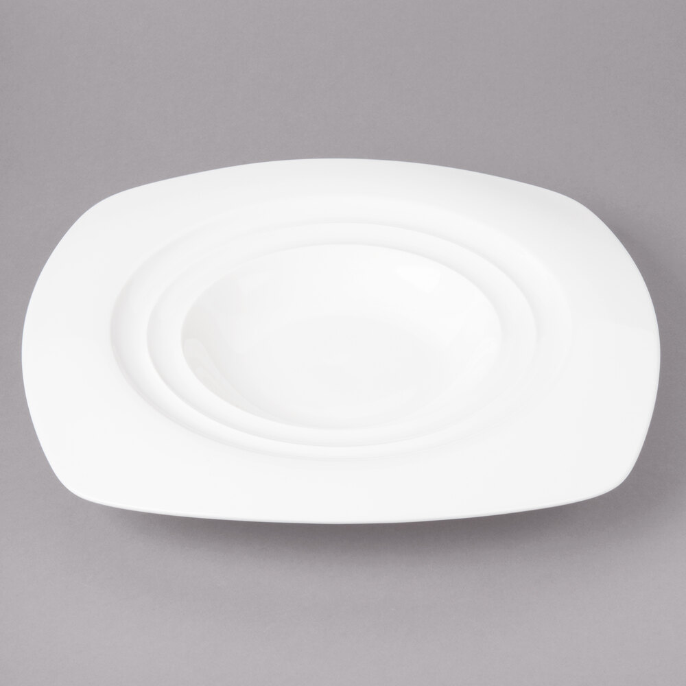 Bon Chef 1000003P Concentrics 8 oz. White Porcelain Soft Square Pasta ...