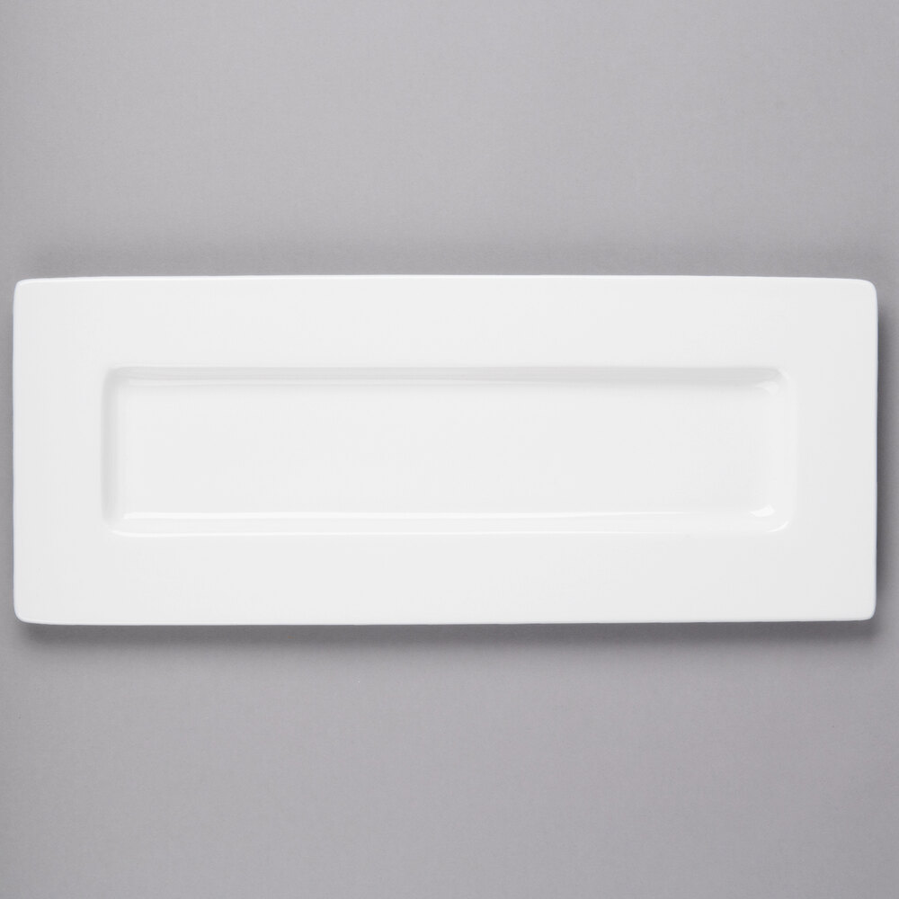 Bon Chef 5000017B Wide Rim 15" x 6" White Bone China Rectangular Plate ...