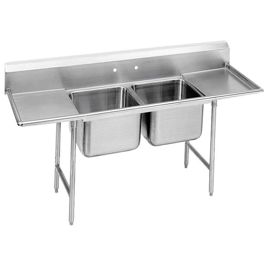 Advance Tabco T9-2-36-18RL Regaline 72" Two Compartment Commercial Sink ...