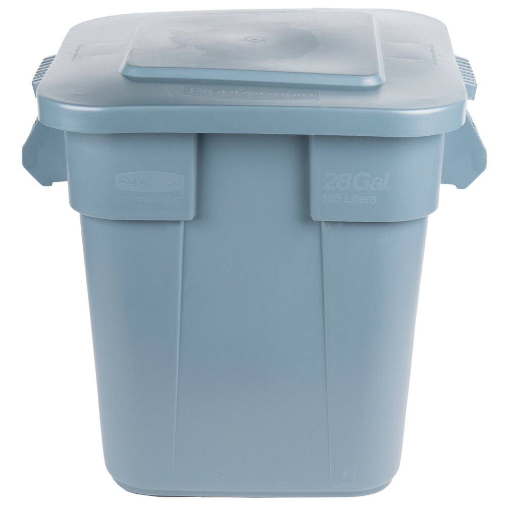 Rubbermaid® BRUTE 28 Gallon Gray Square Trash Can and Lid
