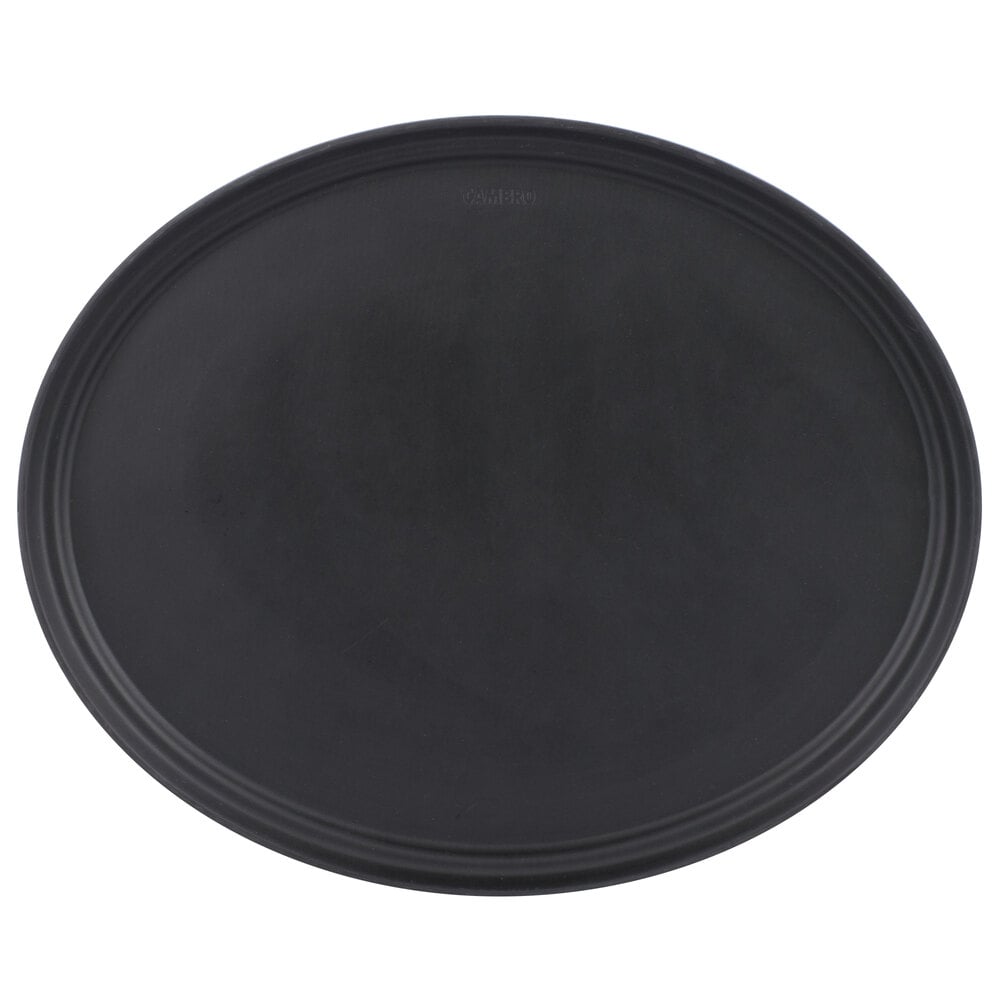 Cambro 2700CT110 Camtread® 22" x 27" Black Non-Skid Oval Serving Tray