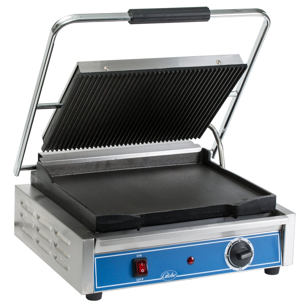 Globe GPGS1410 Panini Grill with Grooved Top and Smooth Bottom - 120V ...