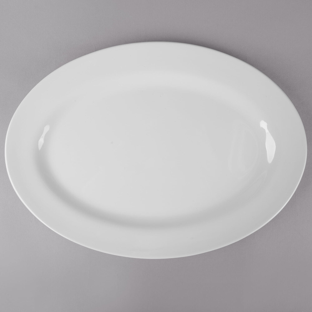Thunder Group 2014TW Imperial 14" x 10" White Oval Mid Rim Melamine ...