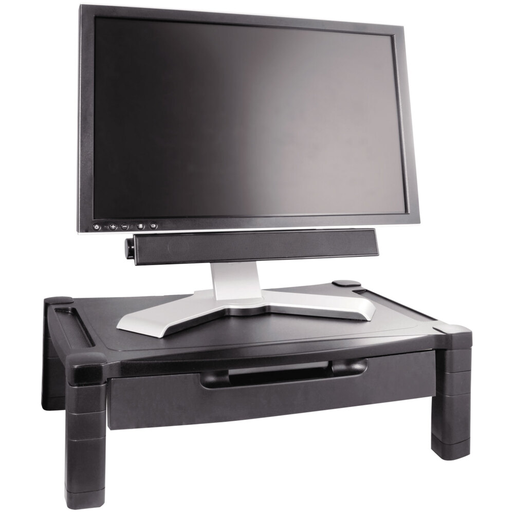 Kantek MS520 Black 20" x 13 1/4" x 6 1/2" Wide Adjustable Monitor Stand ...