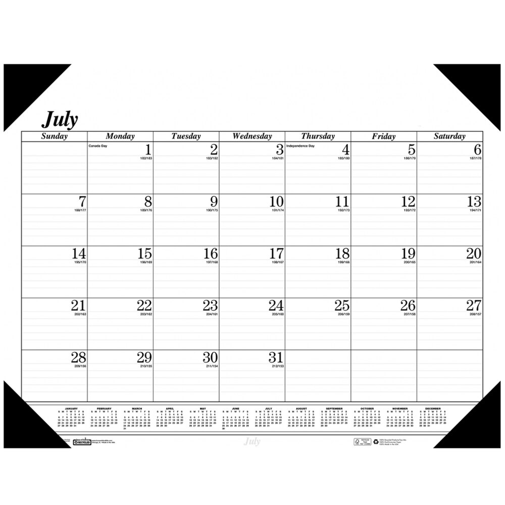 House of Doolittle 12502 22" x 17" Recycled Economy White Monthly July ...