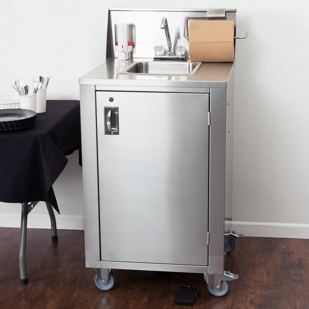 Crown Verity CVPHS-4 24" Space Saver Single Bowl Portable Hand Sink Cart
