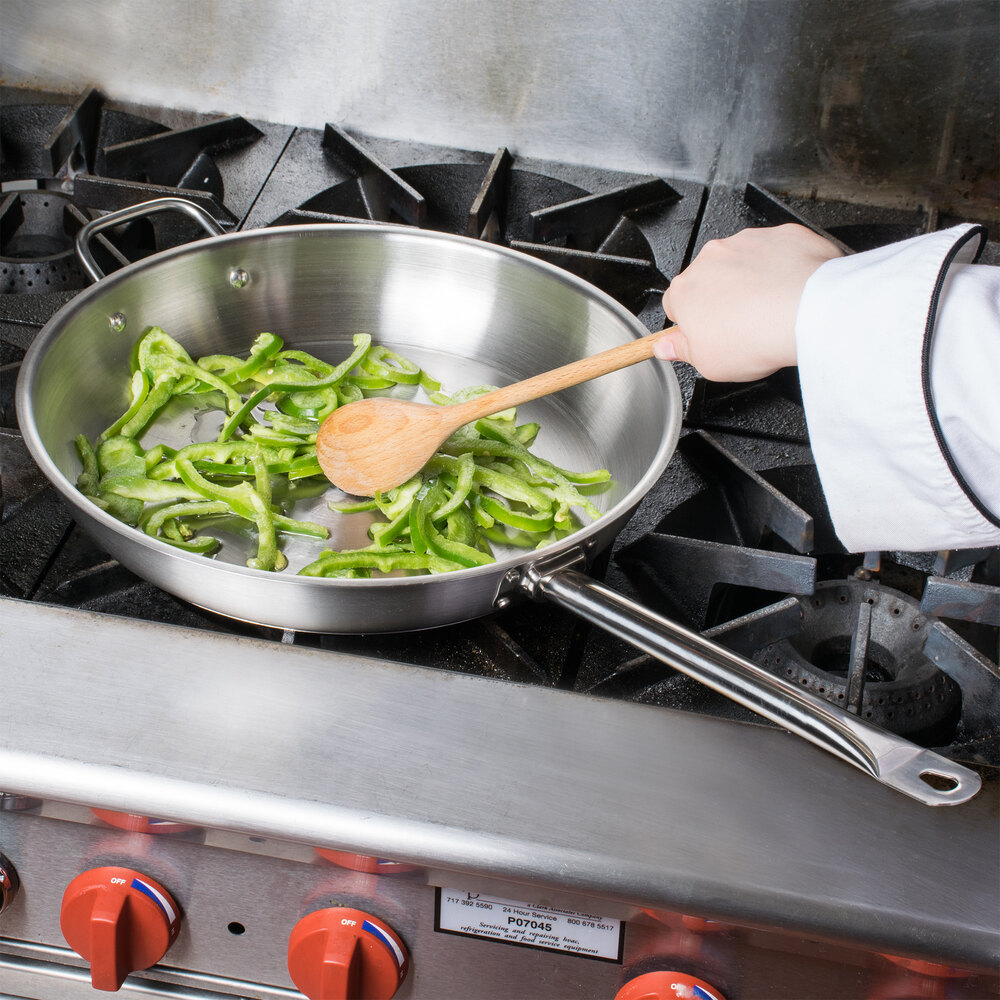 Vigor 14" Stainless Steel Fry Pan with Aluminum-Clad Bottom and Helper ...