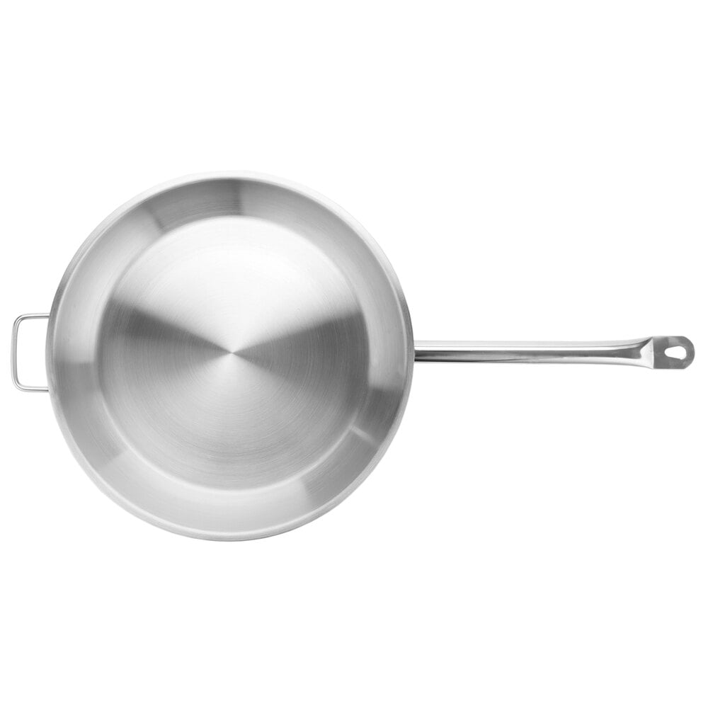 Vigor 14" Stainless Steel Fry Pan with Aluminum-Clad Bottom and Helper ...